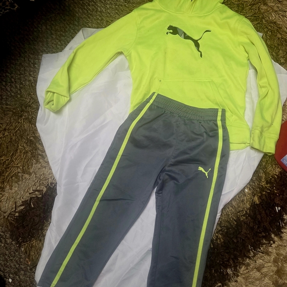 Puma | One Pieces | Puma Kids Neon Yellow And Gray Joggers | Poshmark